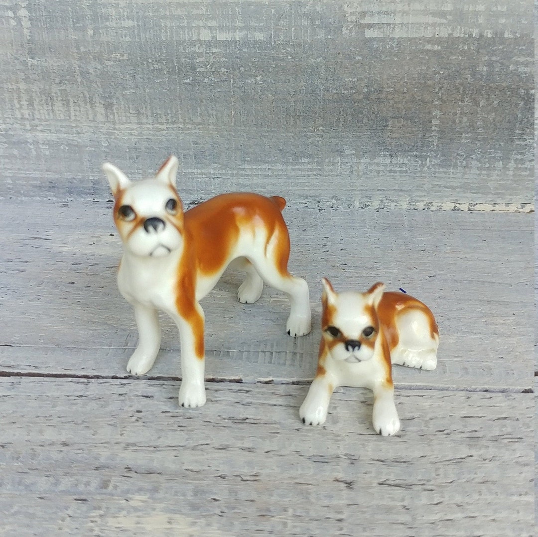 Cutest Vintage Miniature Boxer Figurines Ever, Look at Those Faces ...