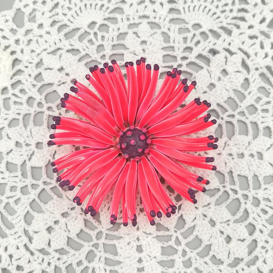 Vintage Flower Brooch/pin Bright Pink and Purple Enameled Flower Pin, C ...