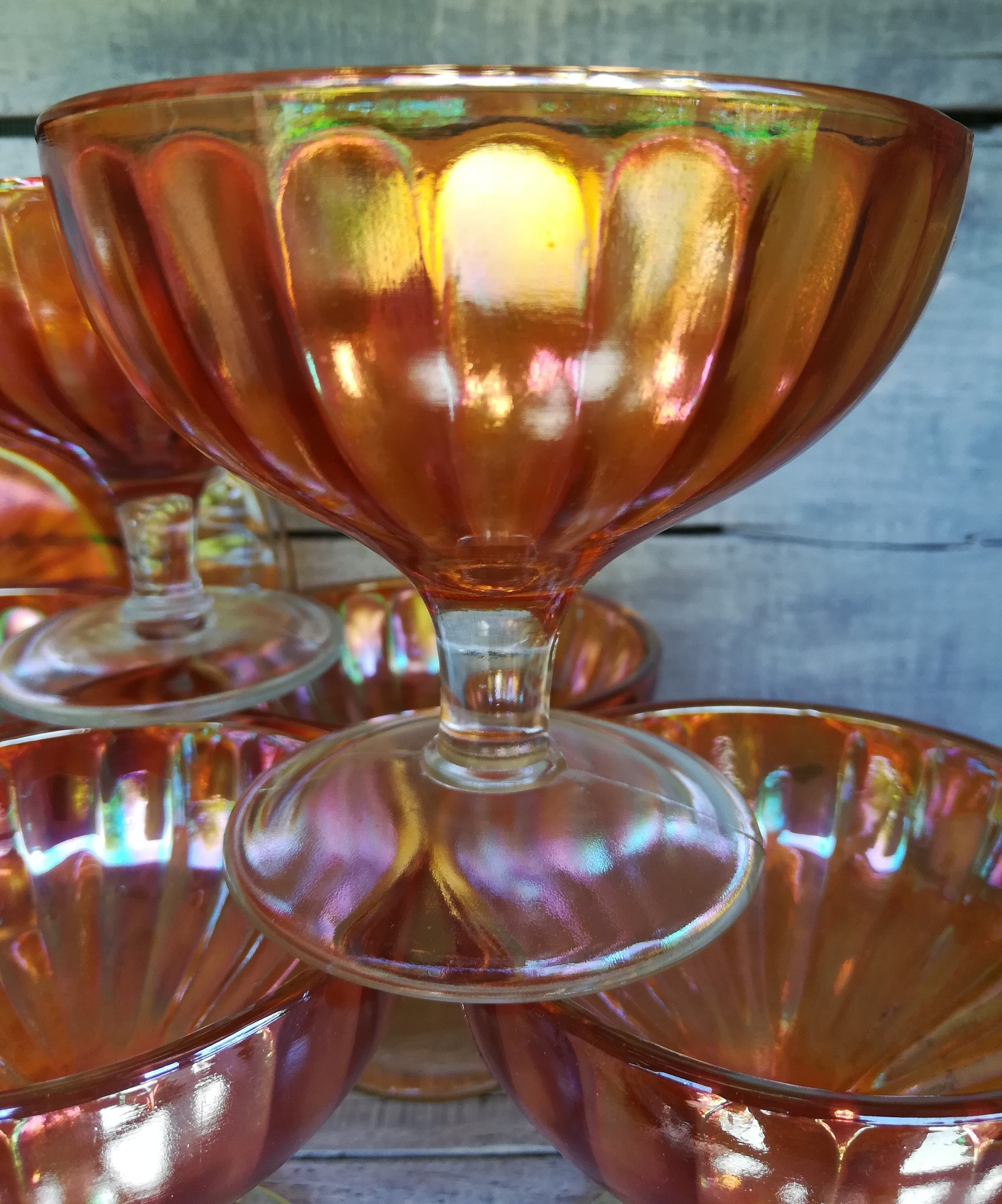 Marigold Carnival Glass // Normandie Sherbet Glassware Home & Living ...