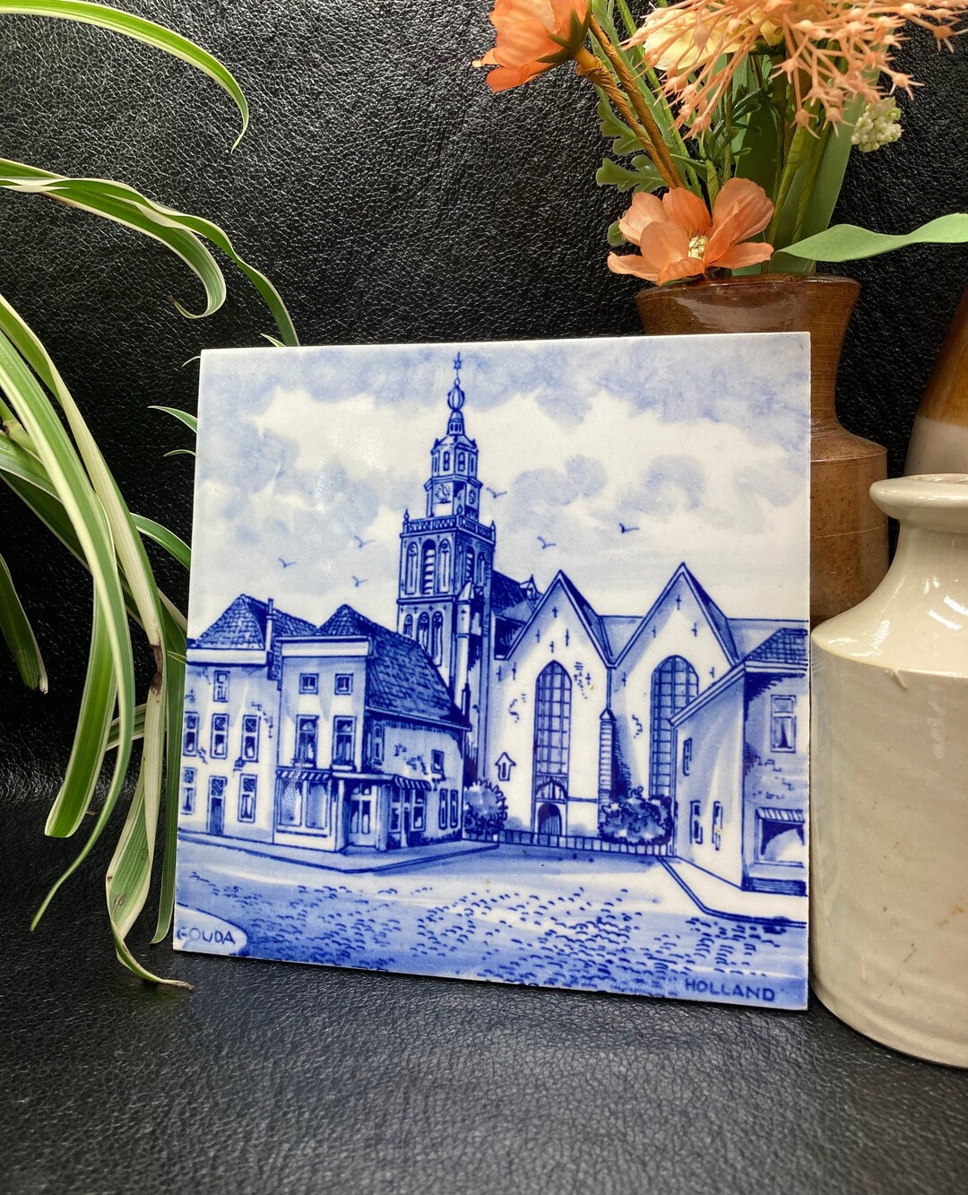 Vintage Blue Delft, delfts Blauw Hand Painted Earthenware Tile, Made in ...
