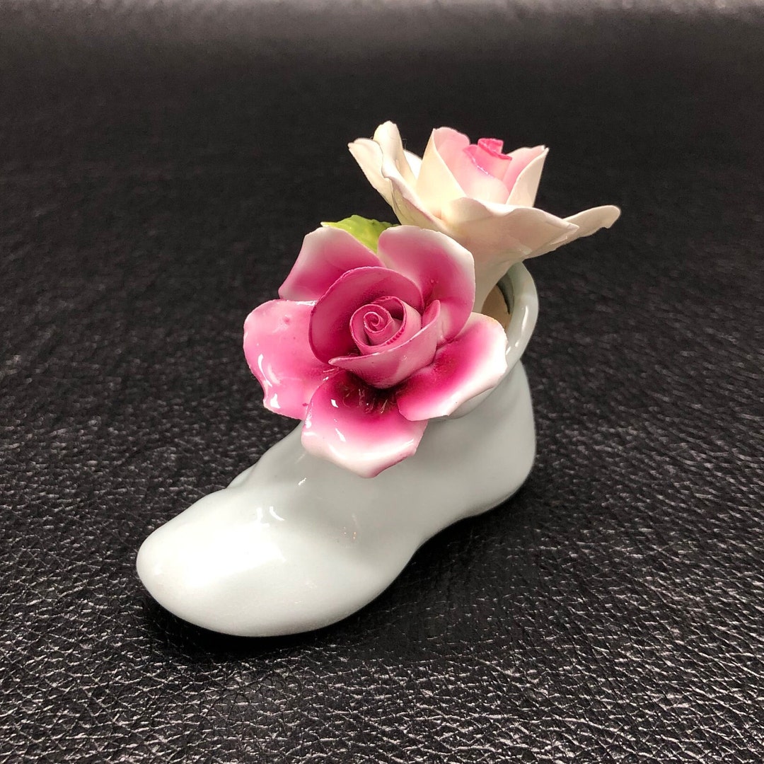 Miniature Bone China Boot and Roses Figurine Made in England, C. 1960's ...