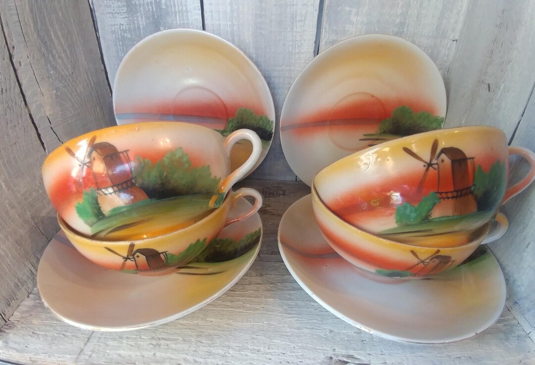 Vintage Chikaramachi China Tea Cup and Saucer Sets: Hand-painted ...