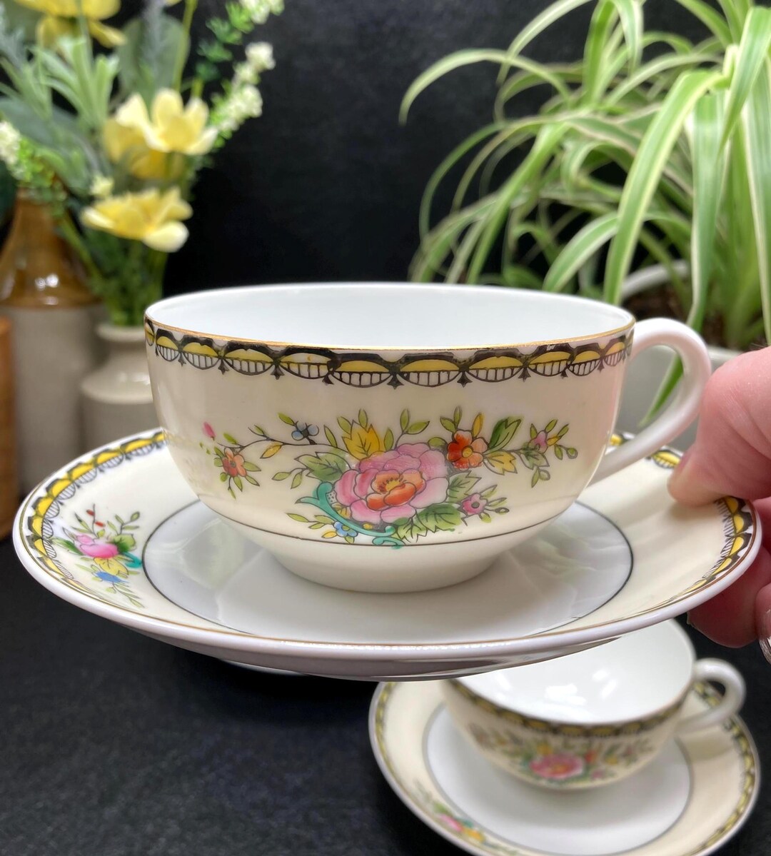 Vintage Noritake Tea Cups and Saucers Hand Painted Noritake Nippon, N ...