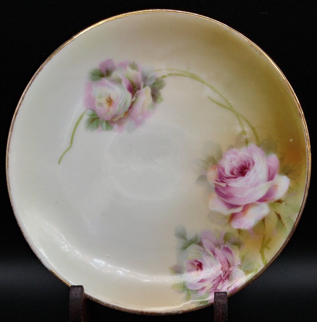 Antique C.S. Prussia Rose Plate: Hand-painted Victorian Gold Trim - Etsy
