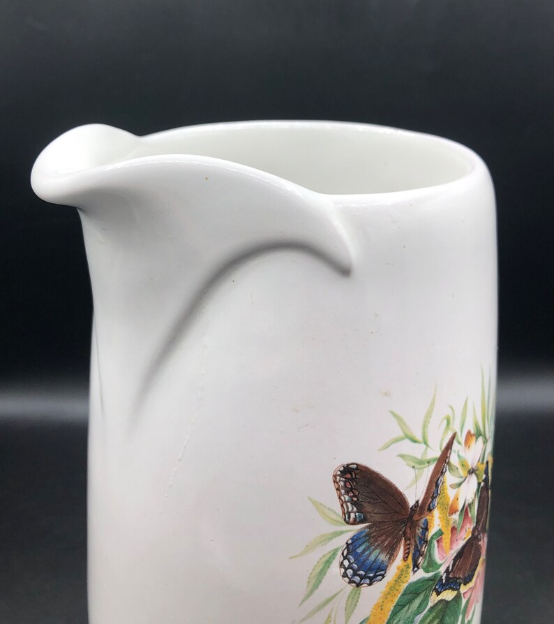 Vintage Francoma Pottery Pitcher: White Glazed Butterfly Design - Etsy