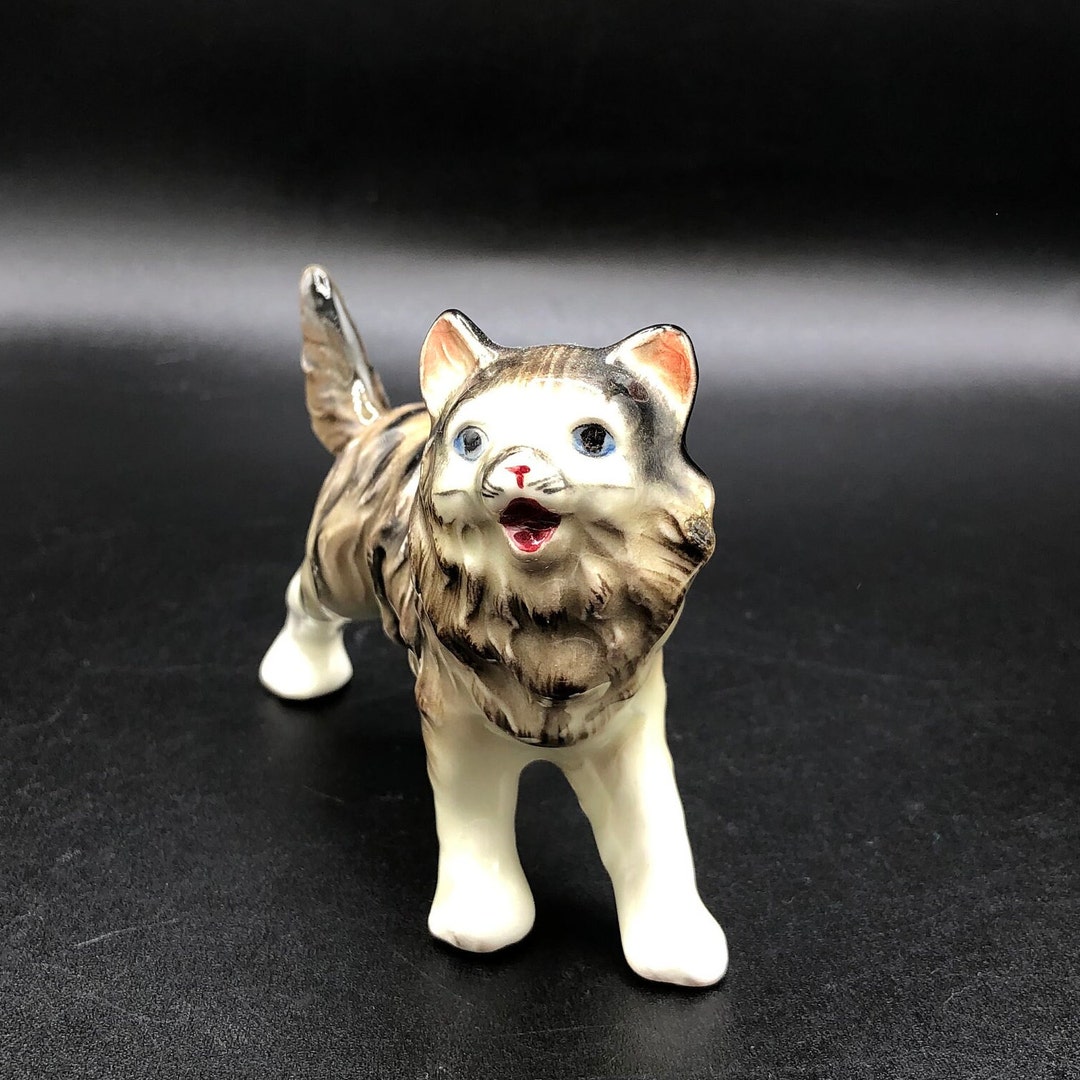 Vintage Miniature Tabby Cat Figurine Made in Japan C. - Etsy