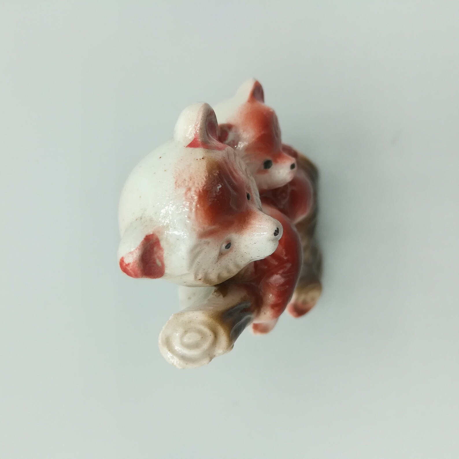 Wonderful Little Red Bears on a Log Figurine Made in Japan - Etsy