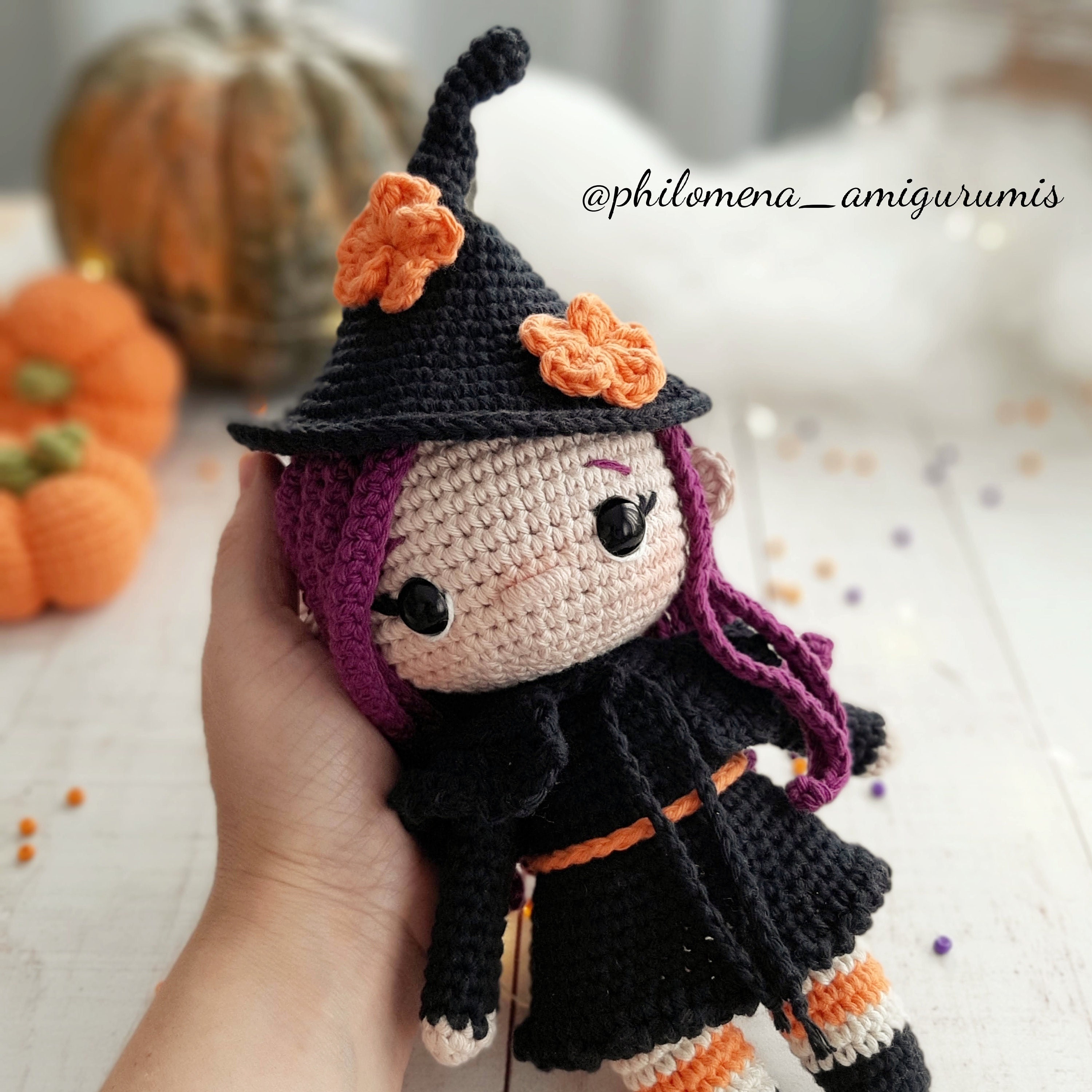 Patrón Crochet, brujita Morgana Halloween Amigurumi PDF Tutorial - Etsy ...