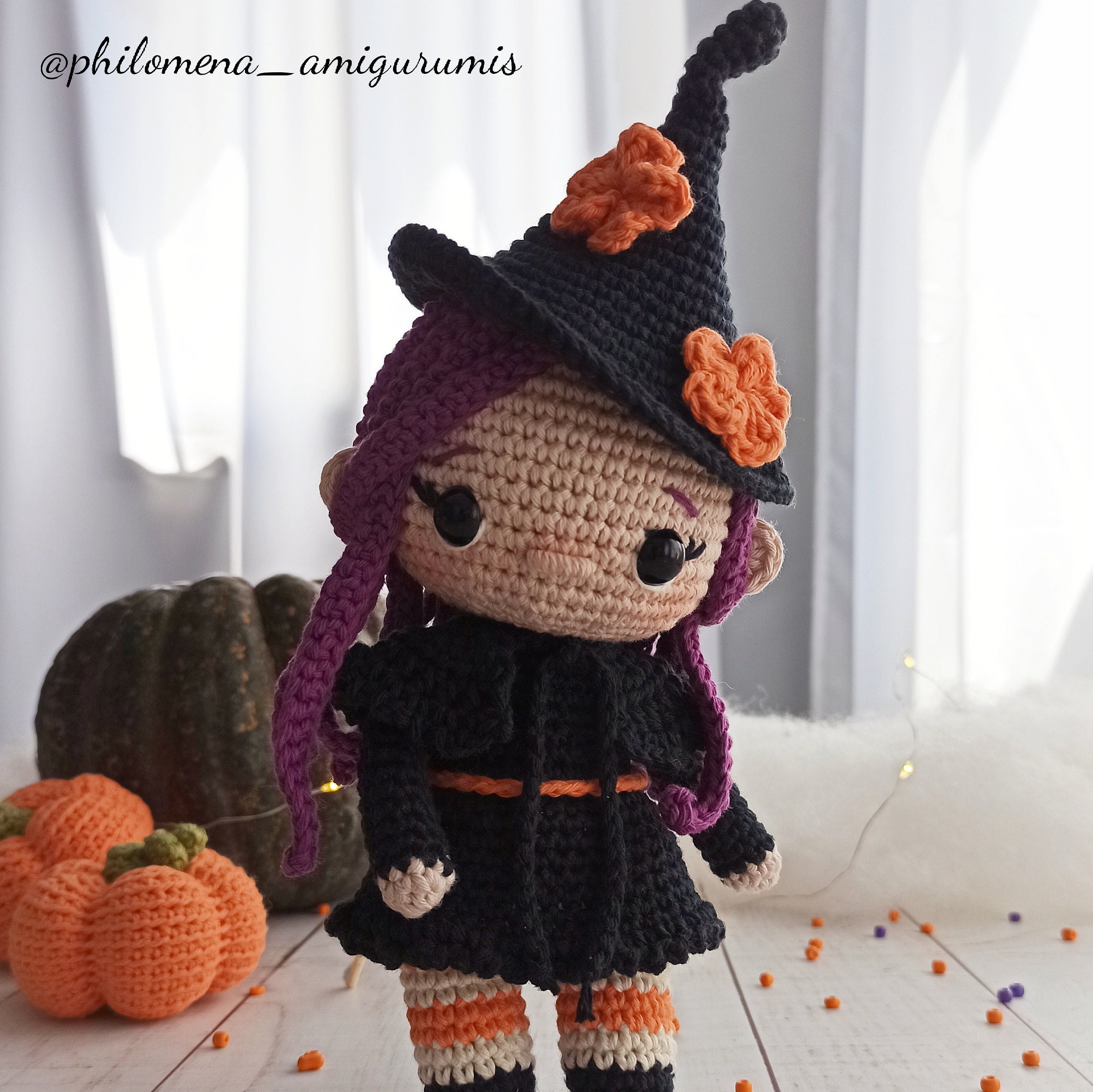 Patrón Crochet, brujita Morgana Halloween Amigurumi PDF Tutorial - Etsy ...