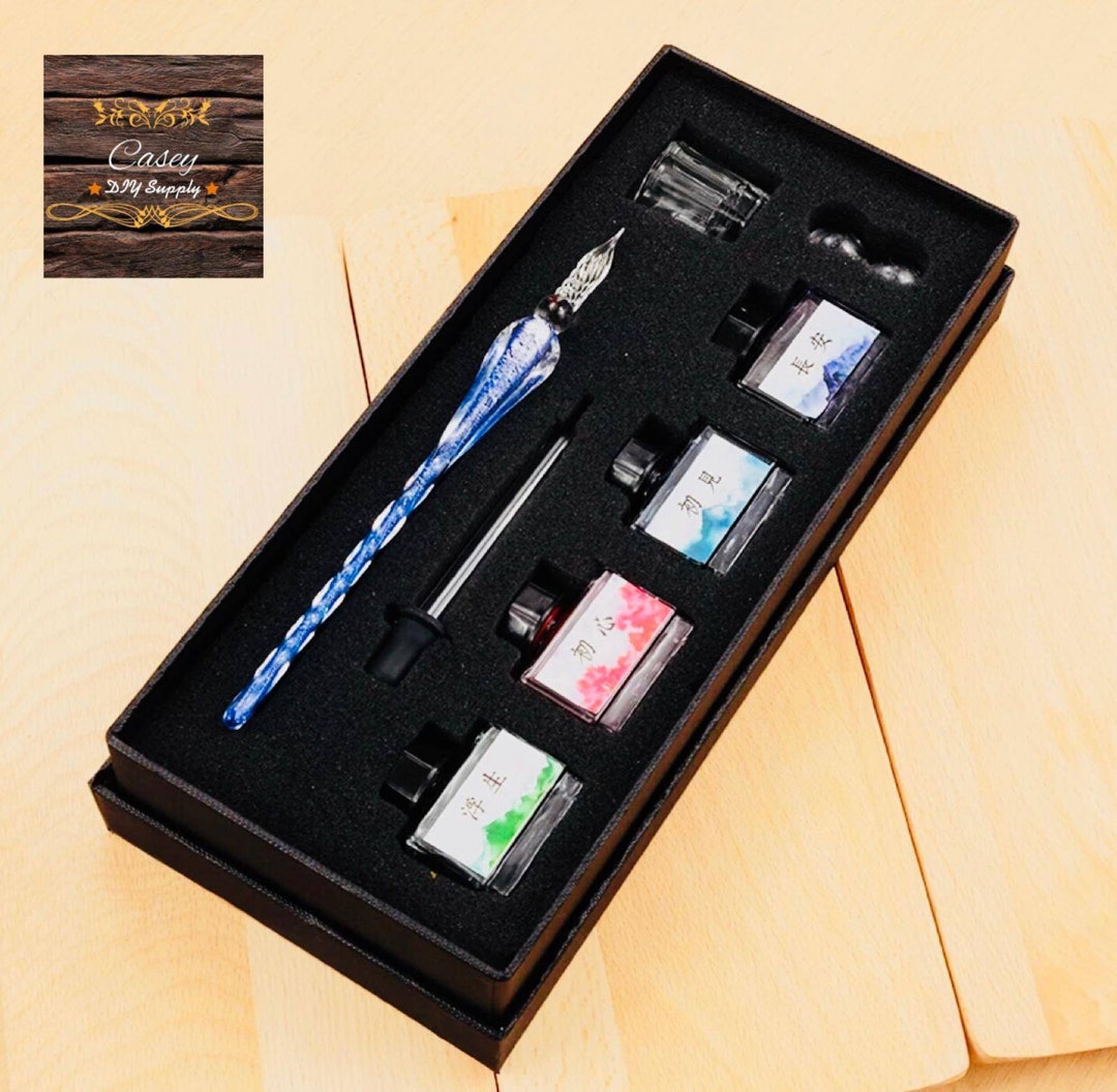 Hand Blown Glass Dip Pen Crystal Glass Dip Pen Gift Set - Etsy