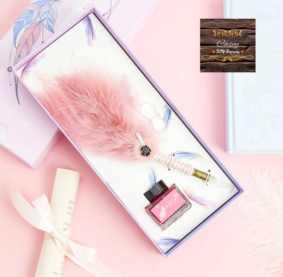 Pink Wedding Invitation Feather Pen, Quill Pen-ink Pen, Quill Pen Gift ...