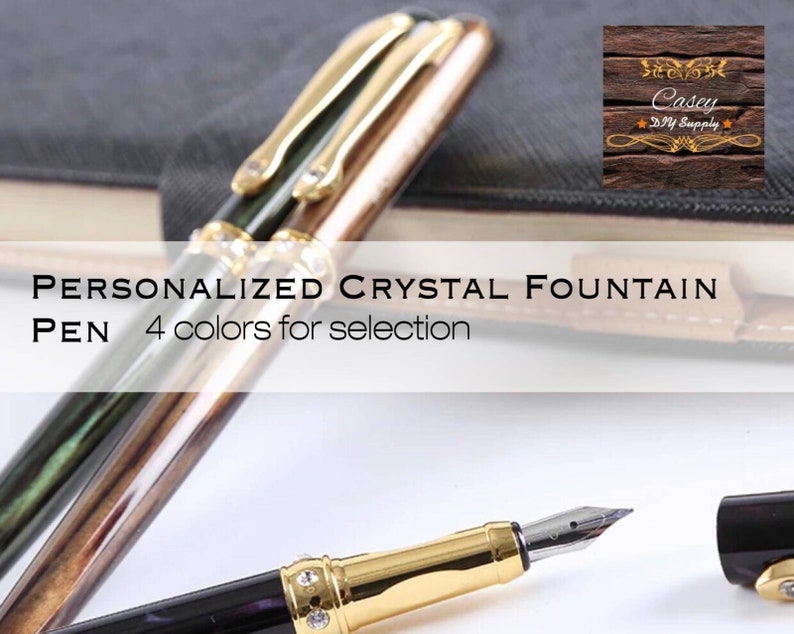 Personalized Vintage Crystal Fountain Pen Custom Engraved - Etsy