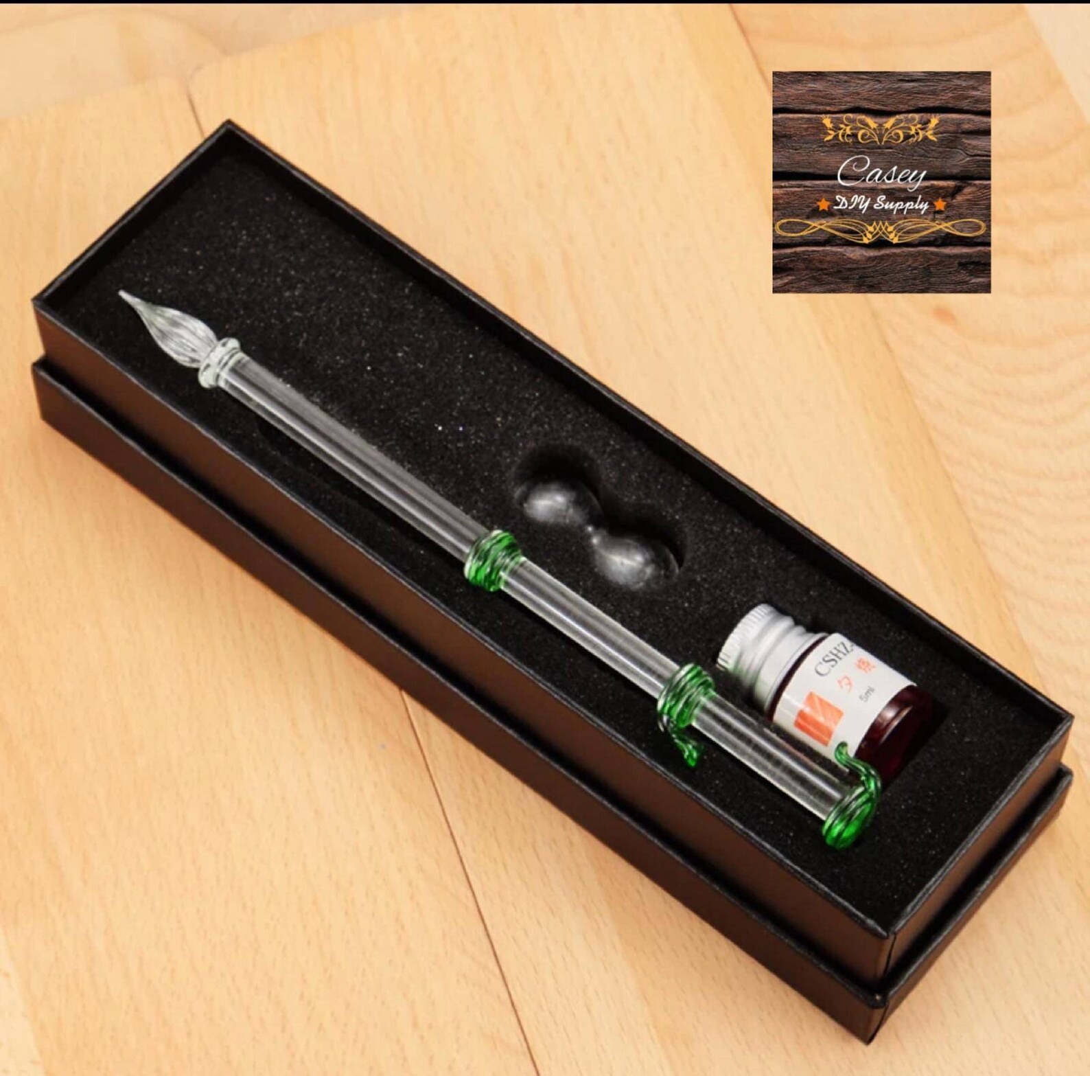 Hand Blown Glass Dip Pen Crystal Glass Dip Pen T Set Etsy