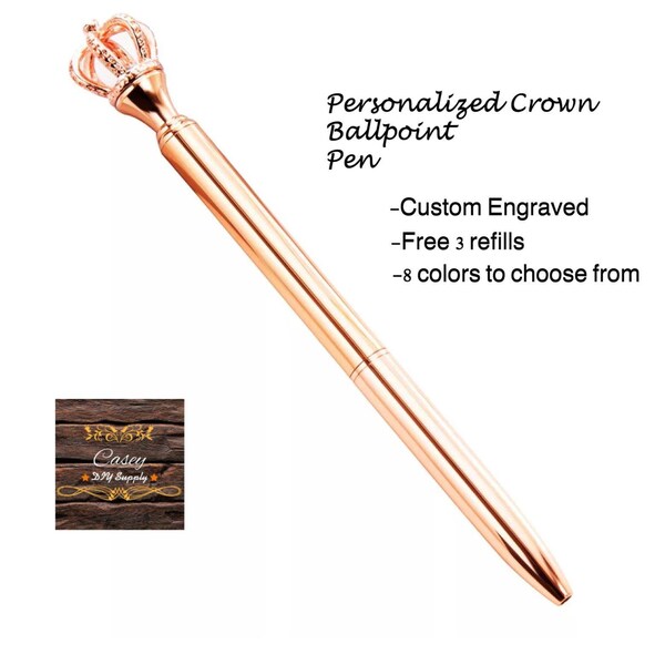 Engraved Crown Pen - Etsy