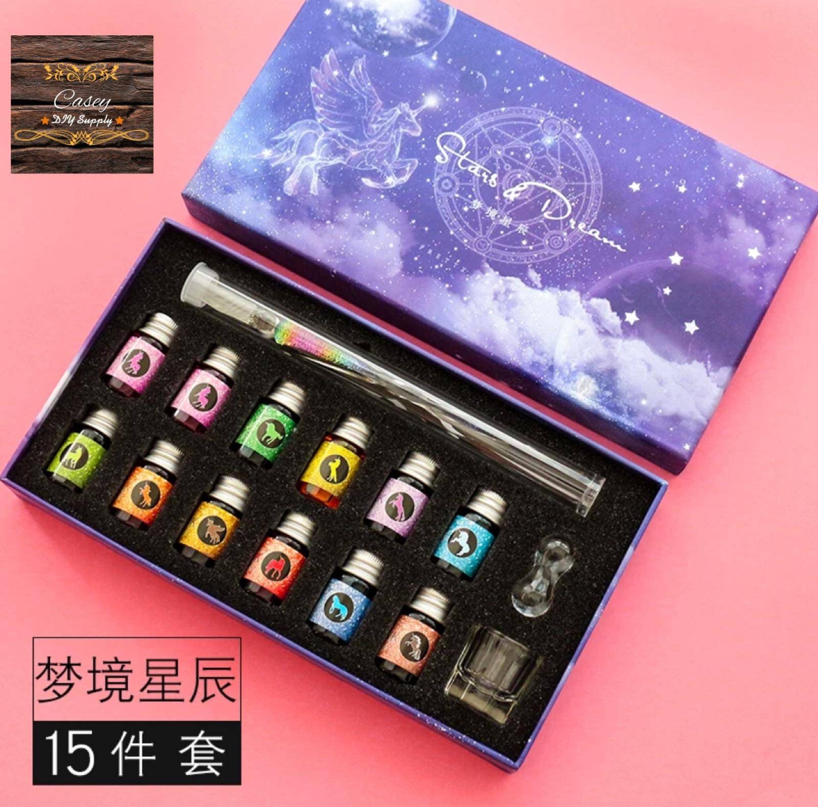 Hand Blown Glass Dip Pen Crystal Glass Dip Pen Gift Set Vintage Glass ...