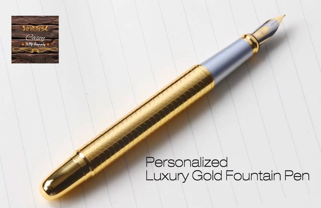 Personalized Luxury Gold Body Fountain Pen, Custom Engraved Gold ...