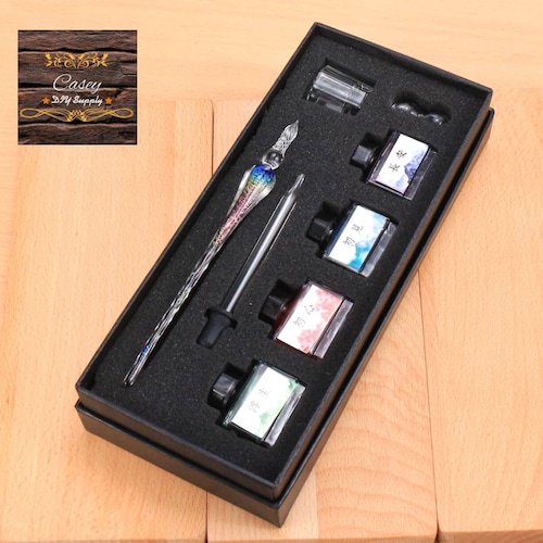 Hand Blown Glass Dip Pen Crystal Glass Dip Pen Gift Set - Etsy