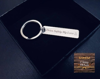 Personalized Drive Safe Keychain Custom Driving Safe Keyring | Etsy