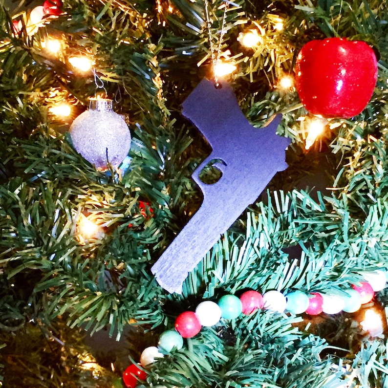 Iconic Pistol Tree Ornament, Wood, Wooden, Handmade, Gift, Gifts ...