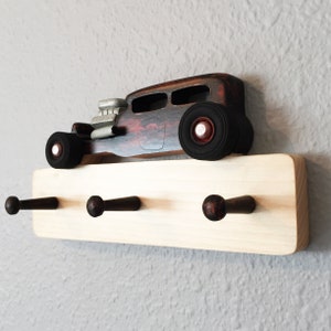 Rat Rod Sedan Wooden Key Holder for Wall, Wall Hooks, Wood, Handmade ...