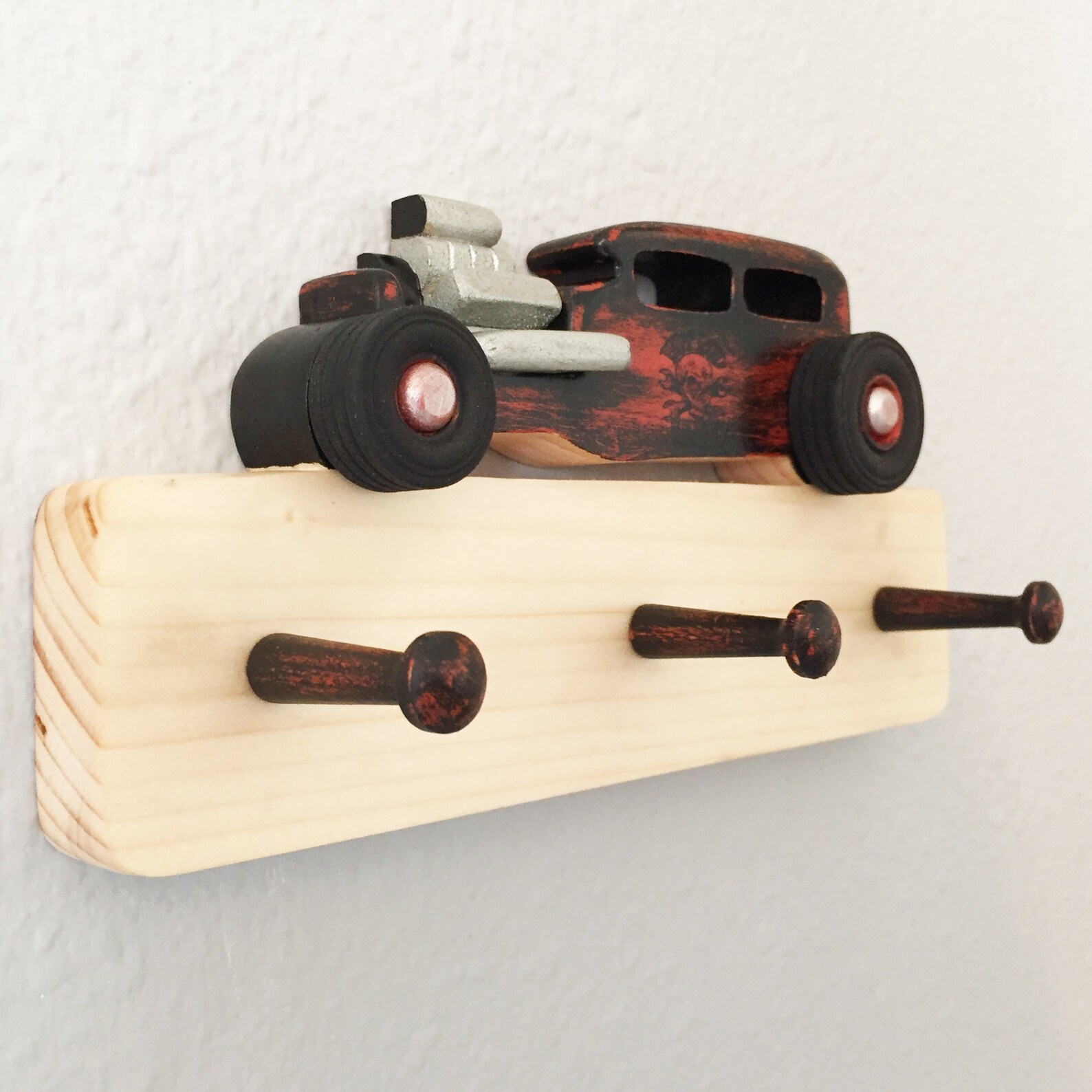 Rat Rod Sedan Wooden Key Holder for Wall Wall Hooks Wood | Etsy