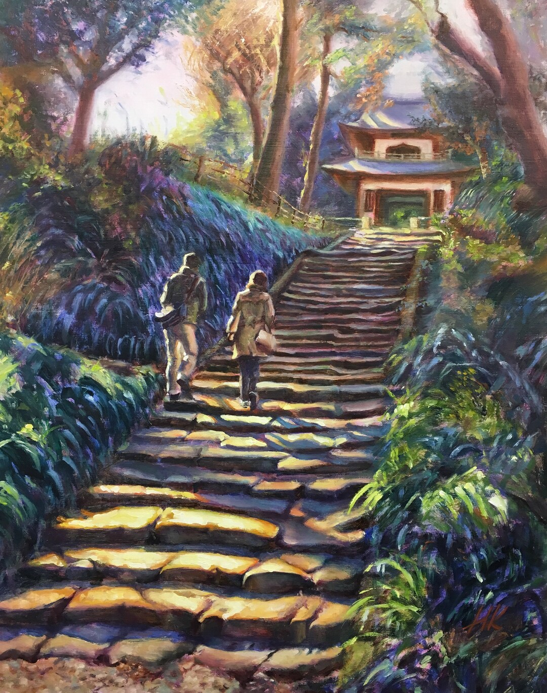 Jochiji Temple Kamakura Japan, Original Oil Painting by Harumi Kiyota ...