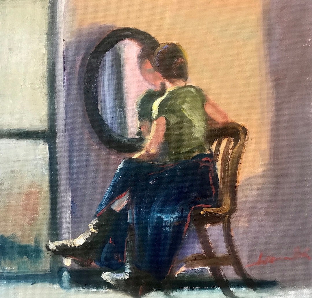 A Lady Front of the Mirror - oil Painting by Harumi Kiyota - Etsy