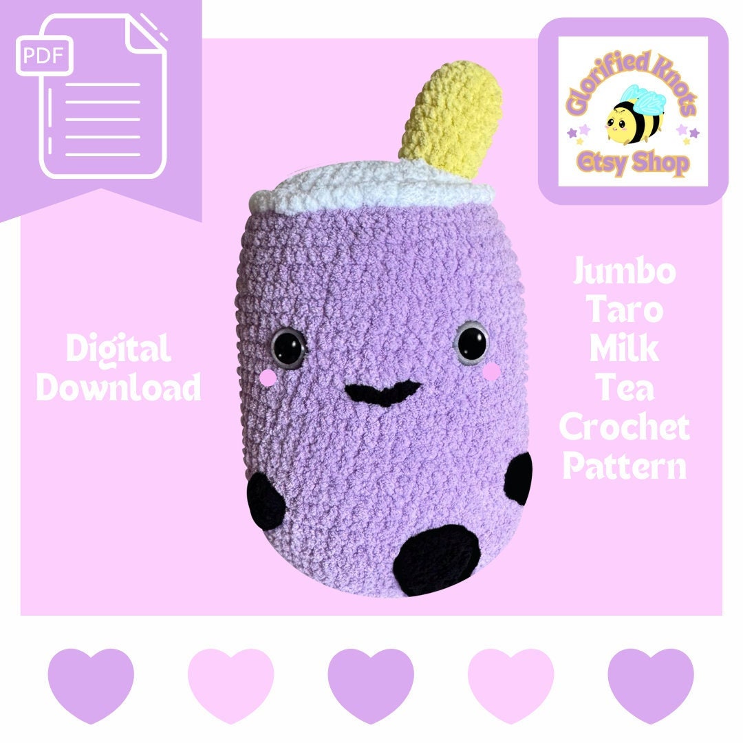 Jumbo Taro Milk Tea Boba Crochet Pattern Amigurumi Plush (DIGITAL ...