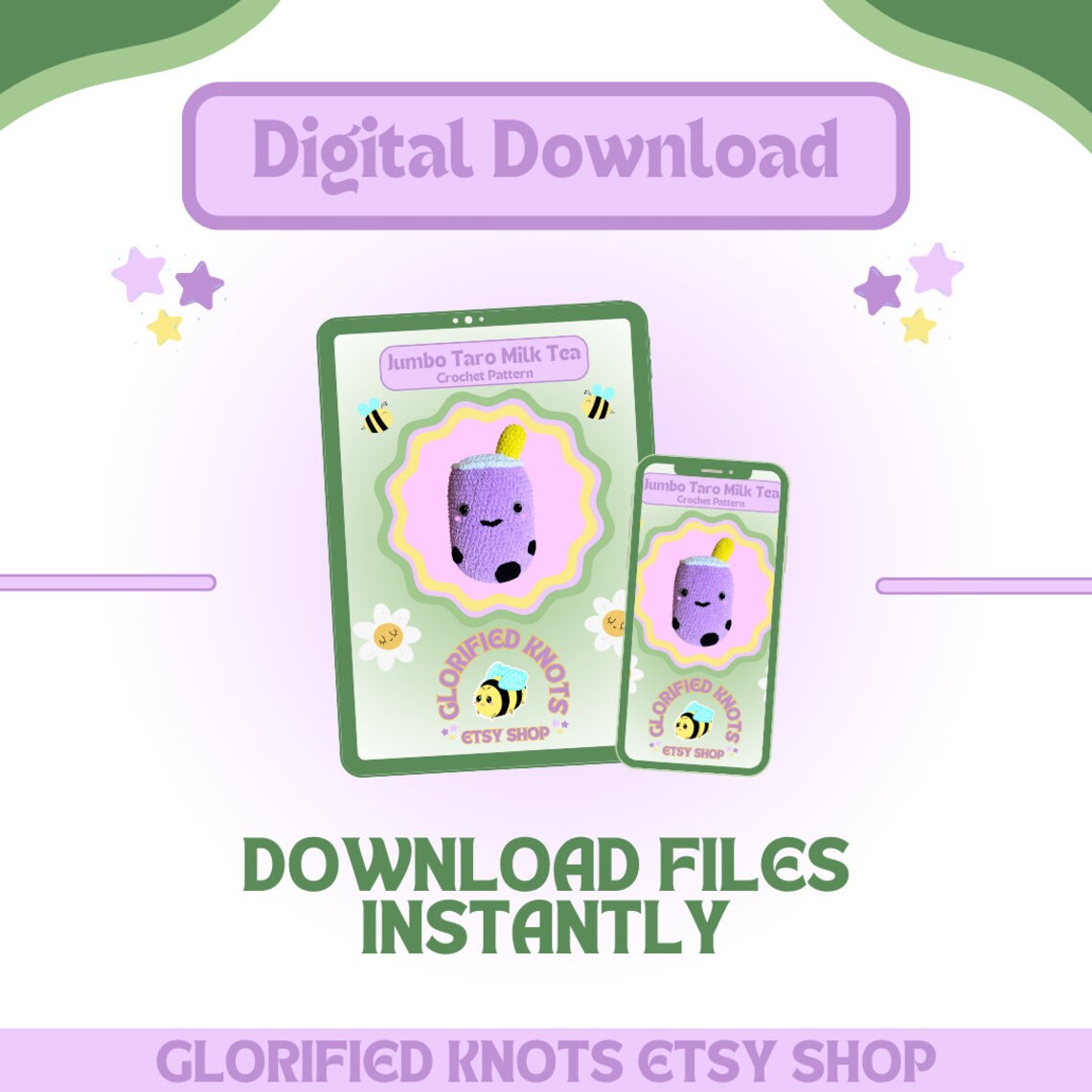 Jumbo Taro Milk Tea Boba Crochet Pattern Amigurumi Plush (DIGITAL ...