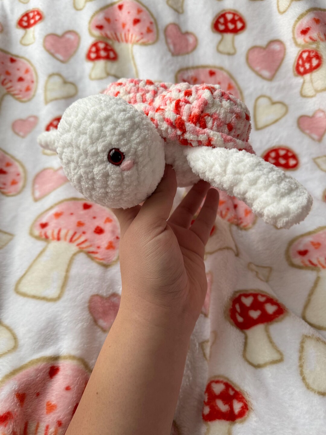 Crochet Heart Shaped Turtle, Crochet Pink and Red Turtle - Etsy