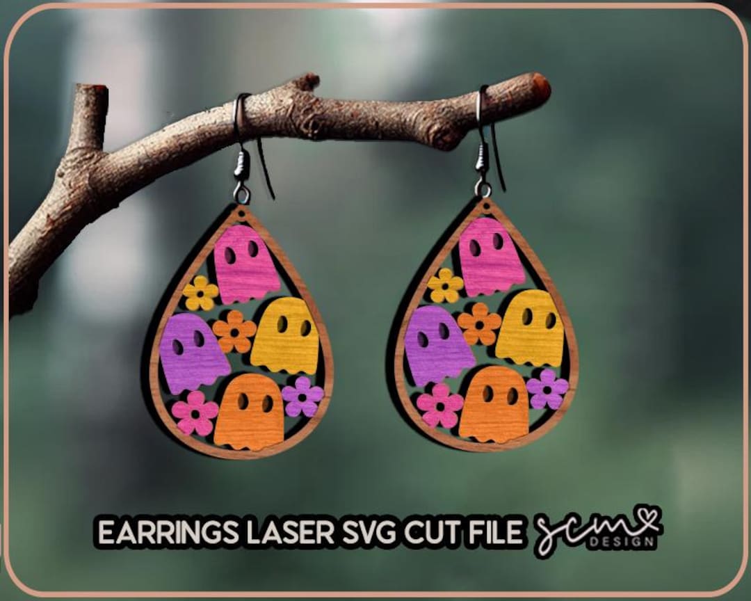 Ghost Earrings SVG Laser Cut File, Halloween (digital File) - Etsy