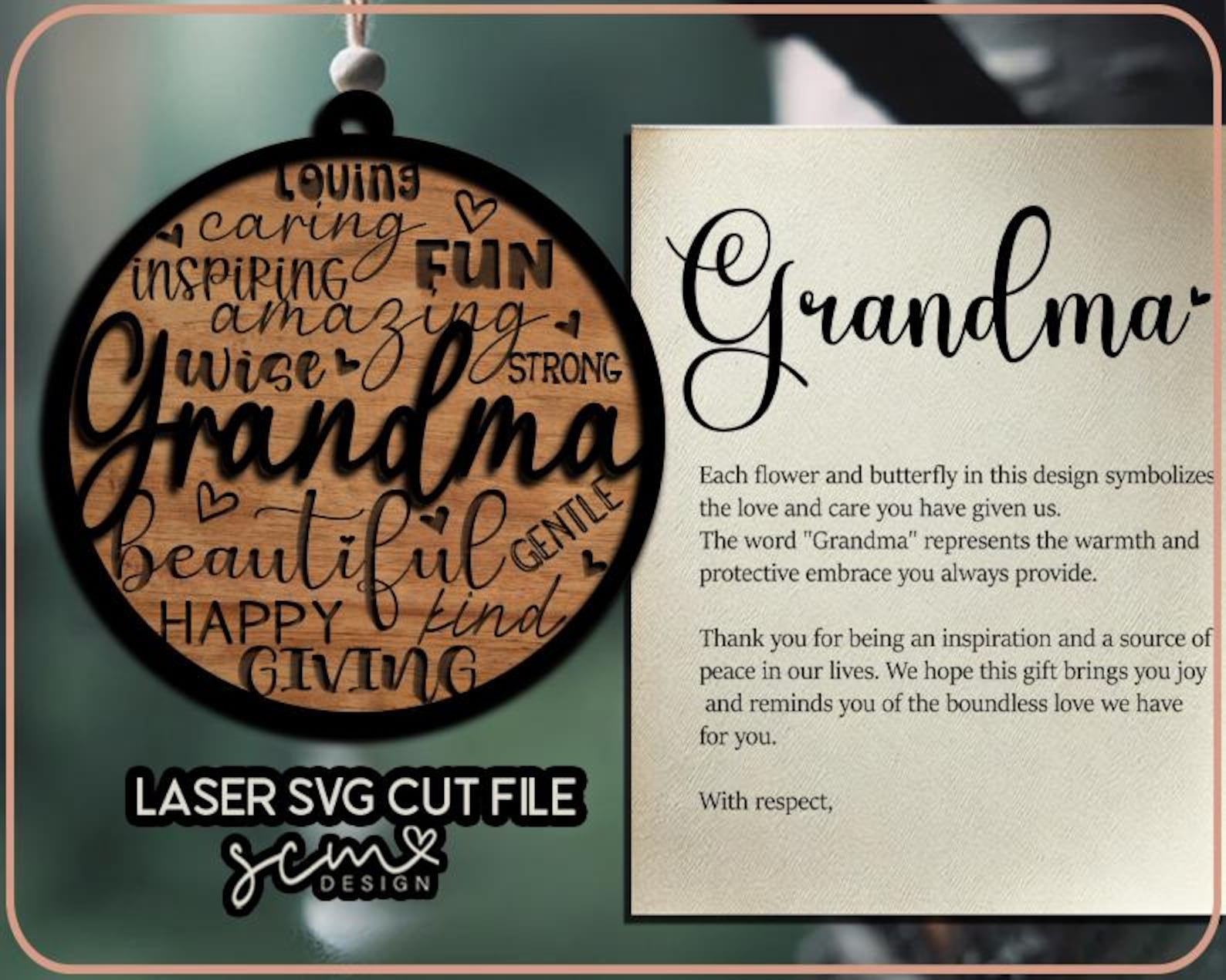 Grandma Suncatcher SVG: Laser Cut Car Charm, Hanging Ornament (digital ...