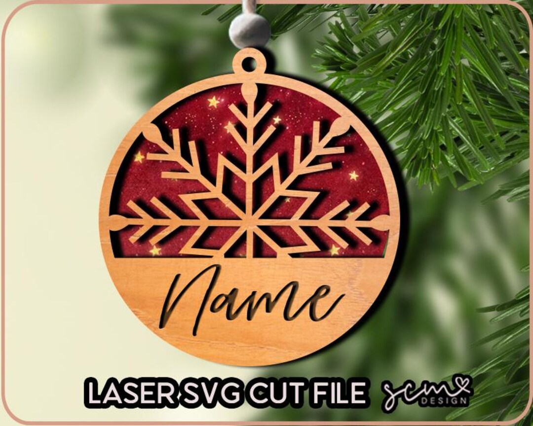 Layered Snowflake Laser SVG Cut File, Custom Christmas Ornament ...