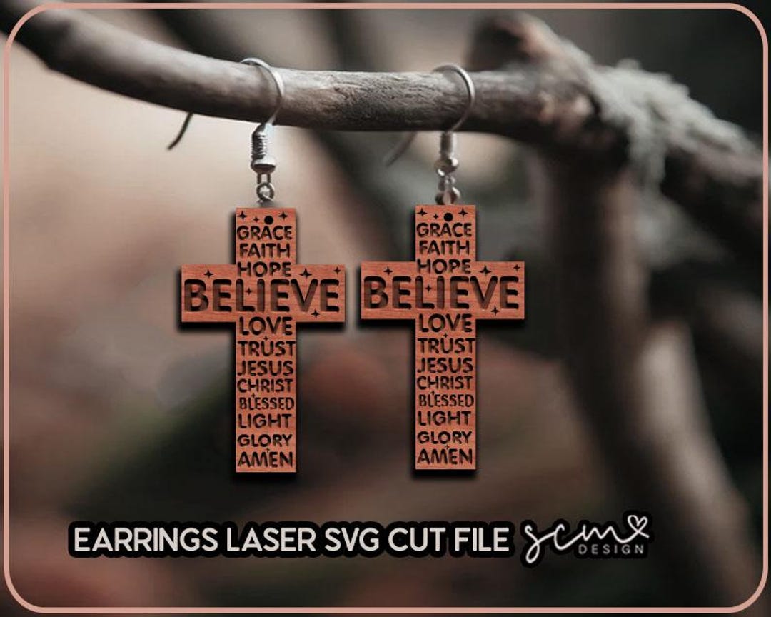 Cross Earrings Laser SVG Cut Files/ Earrings Cross SVG/ Christian ...