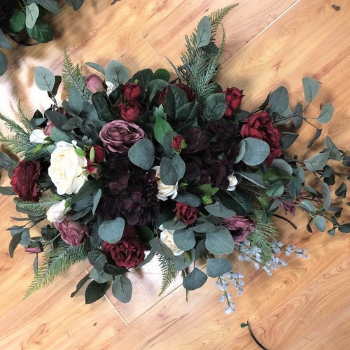 Dark Red and White Rose Flower Swags for Archwedding Arch - Etsy