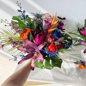 Purple Tropical Flowers, Tropical Wedding Flowers, Purple Blue Tropical ...