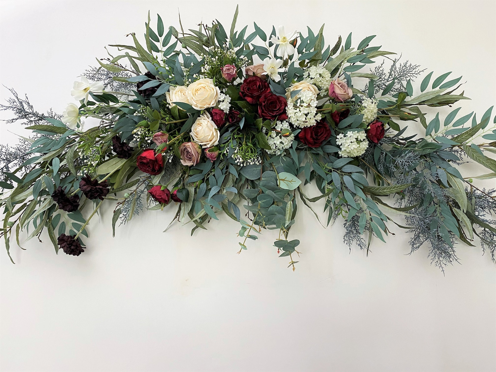 Large Dark Red Red Rose & Eucalyptus Swag for Wedding - Etsy