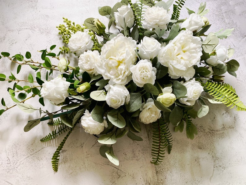 Ivory White Rose & Peony Hanging Flowers 2 In1 Set Wedding | Etsy