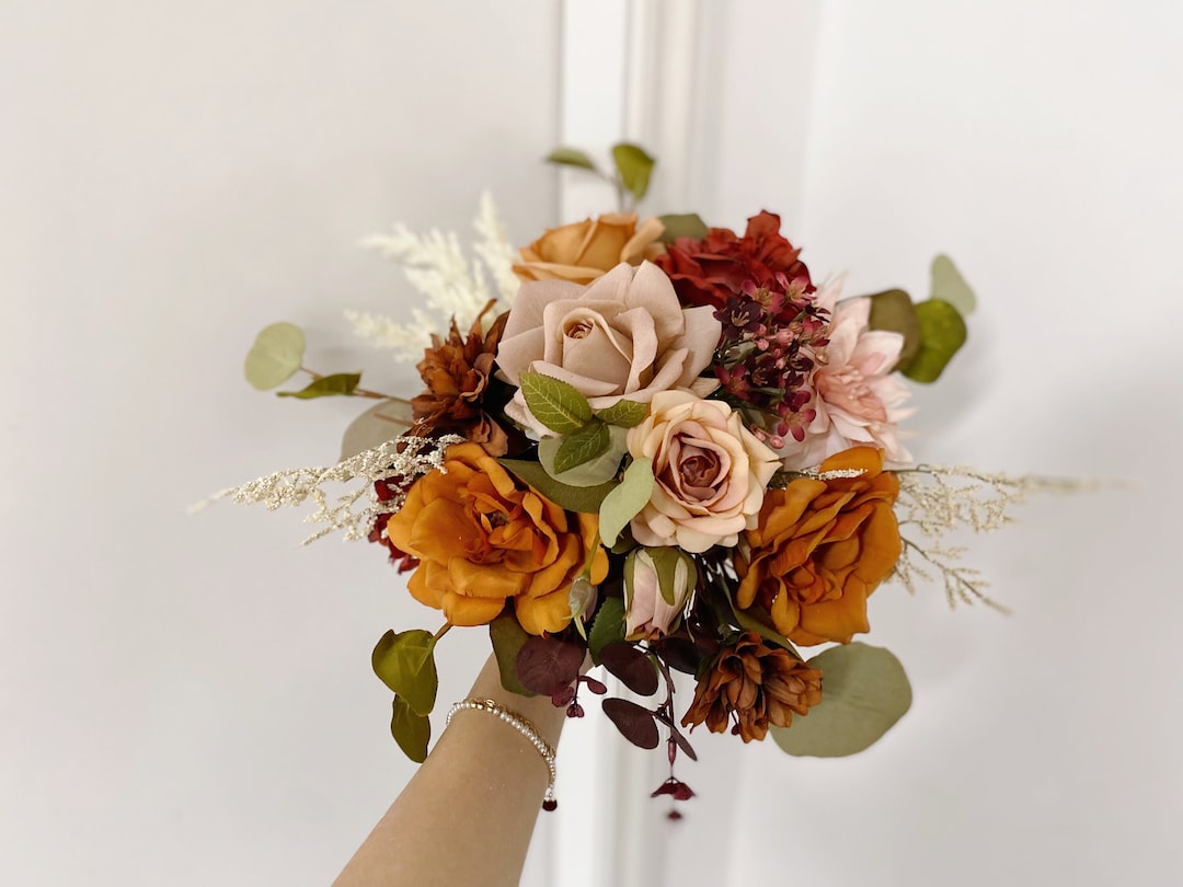 Rust Wedding Bouquet, Rust Fall Wedding, Burnt Orange Wedding Bouquet ...