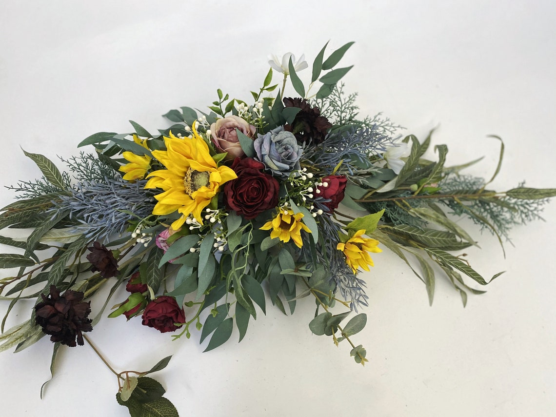 Sunflower & Rose Flower Swag Artificial Sunflower Wall Decor - Etsy