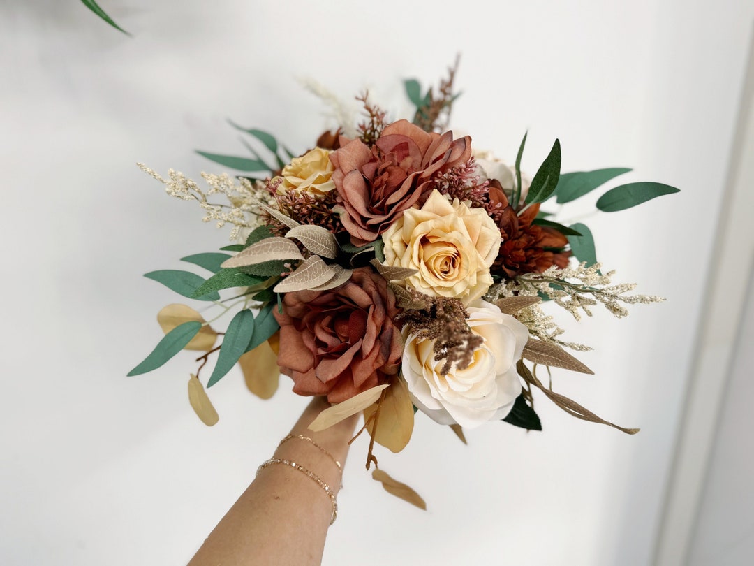 Rust and Brunt Orange Bouquet, Rust Wedding Flowers, Burnt Orange ...