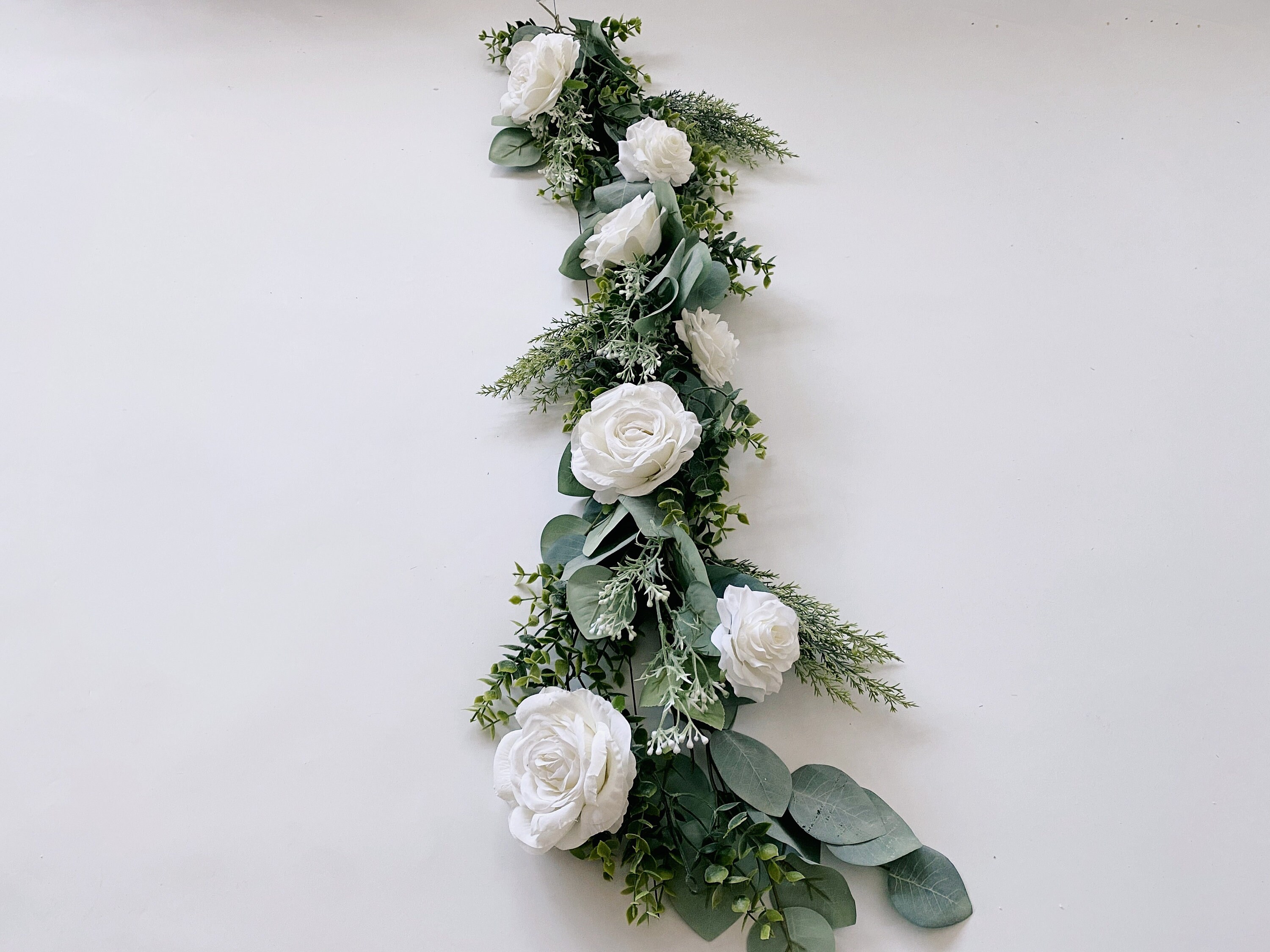 White Rose and Eucalyptus Garland White Flower Garland - Etsy UK