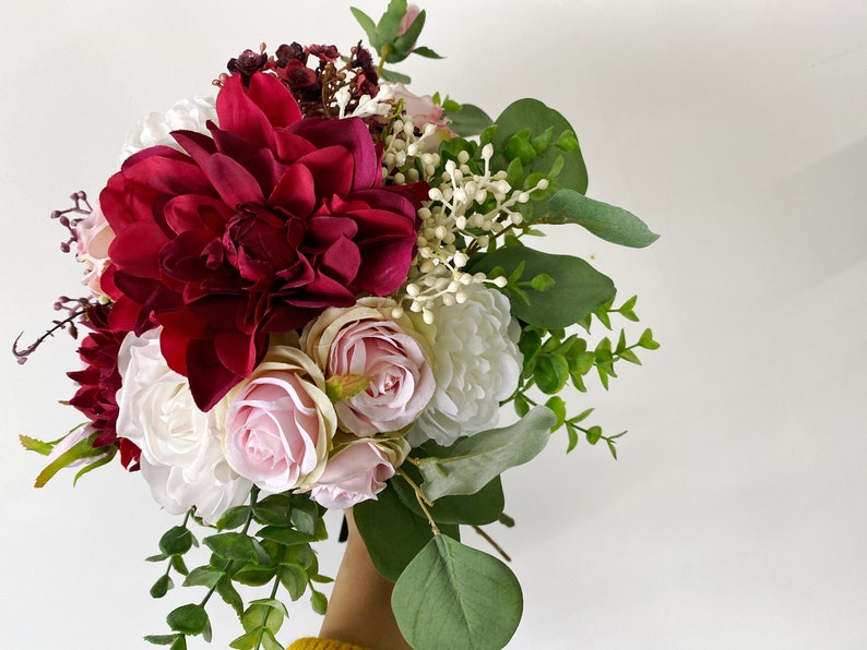 Burgundy Pink White Wedding Bouquet Bridal Bouquet - Etsy
