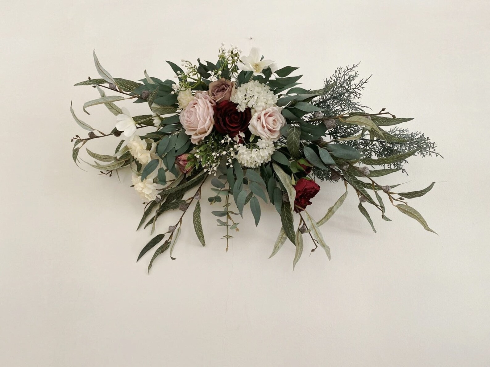 Blush Dark Red Mauve Hanging Flowers for Front Door/wedding - Etsy