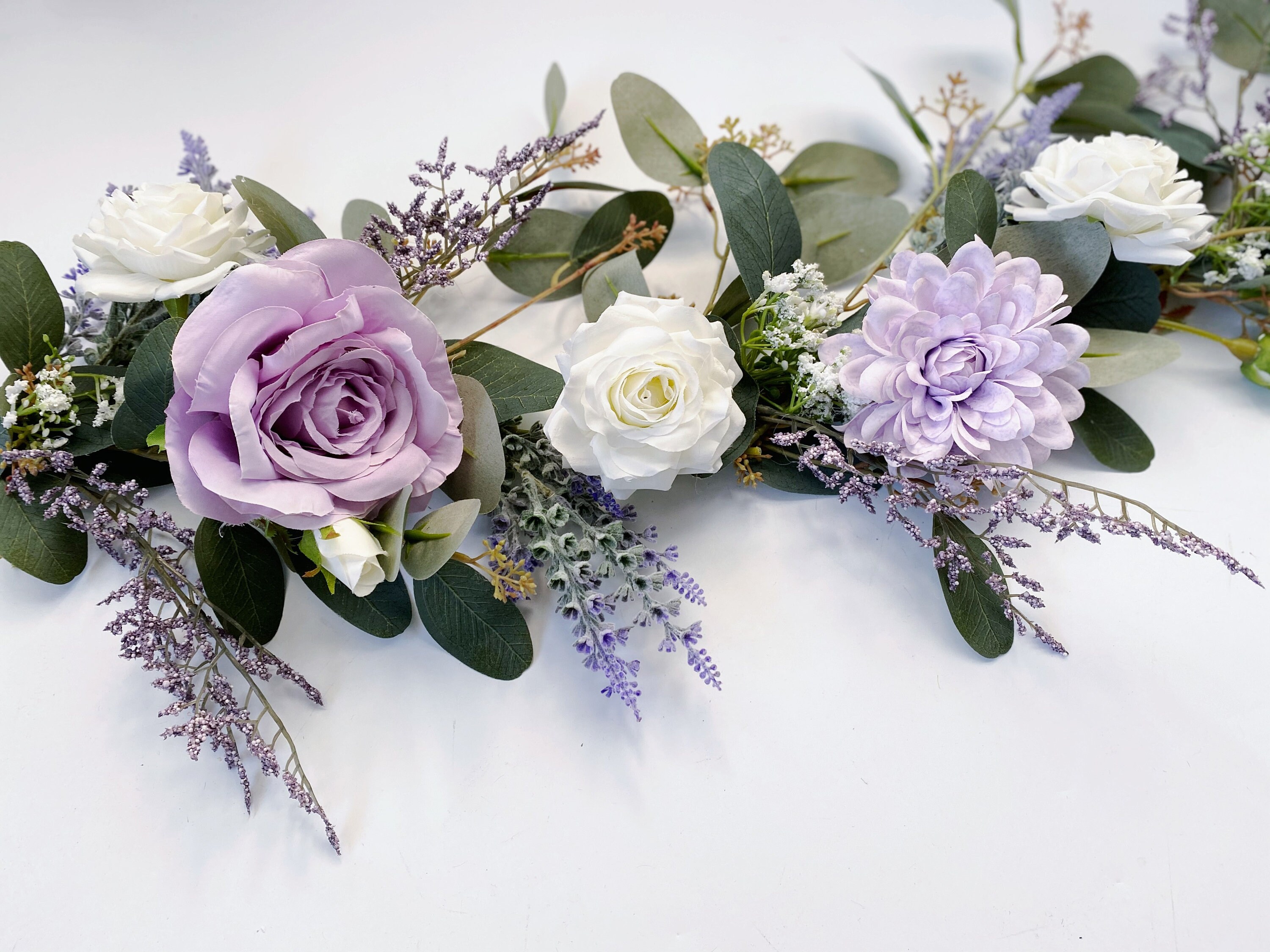 White Rose & Lavender Garland Lavender Rose Wedding Flowers - Etsy