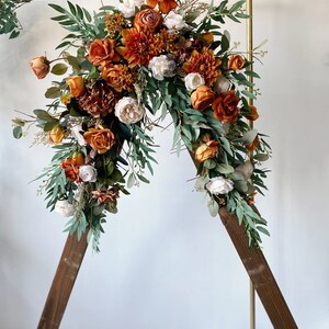 Burnt Orange Wedding Arch Flowers, Fall Wedding Arch Flowers, Rustic ...