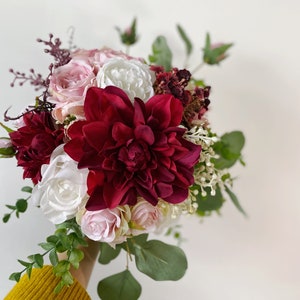 Burgundy, Pink, White Wedding Bouquet, Bridal Bouquet, Bridesmaid ...