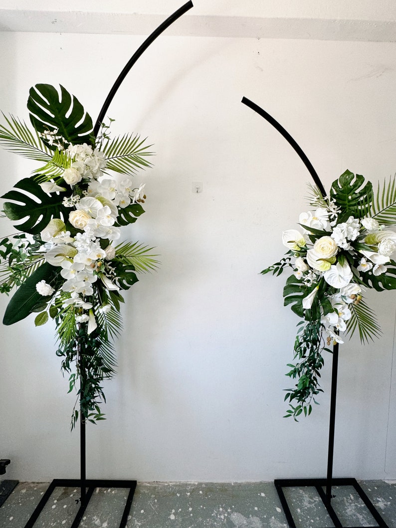 Large White Tropical Arch Flowers, Montera & Palm Island Wedding Flower ...