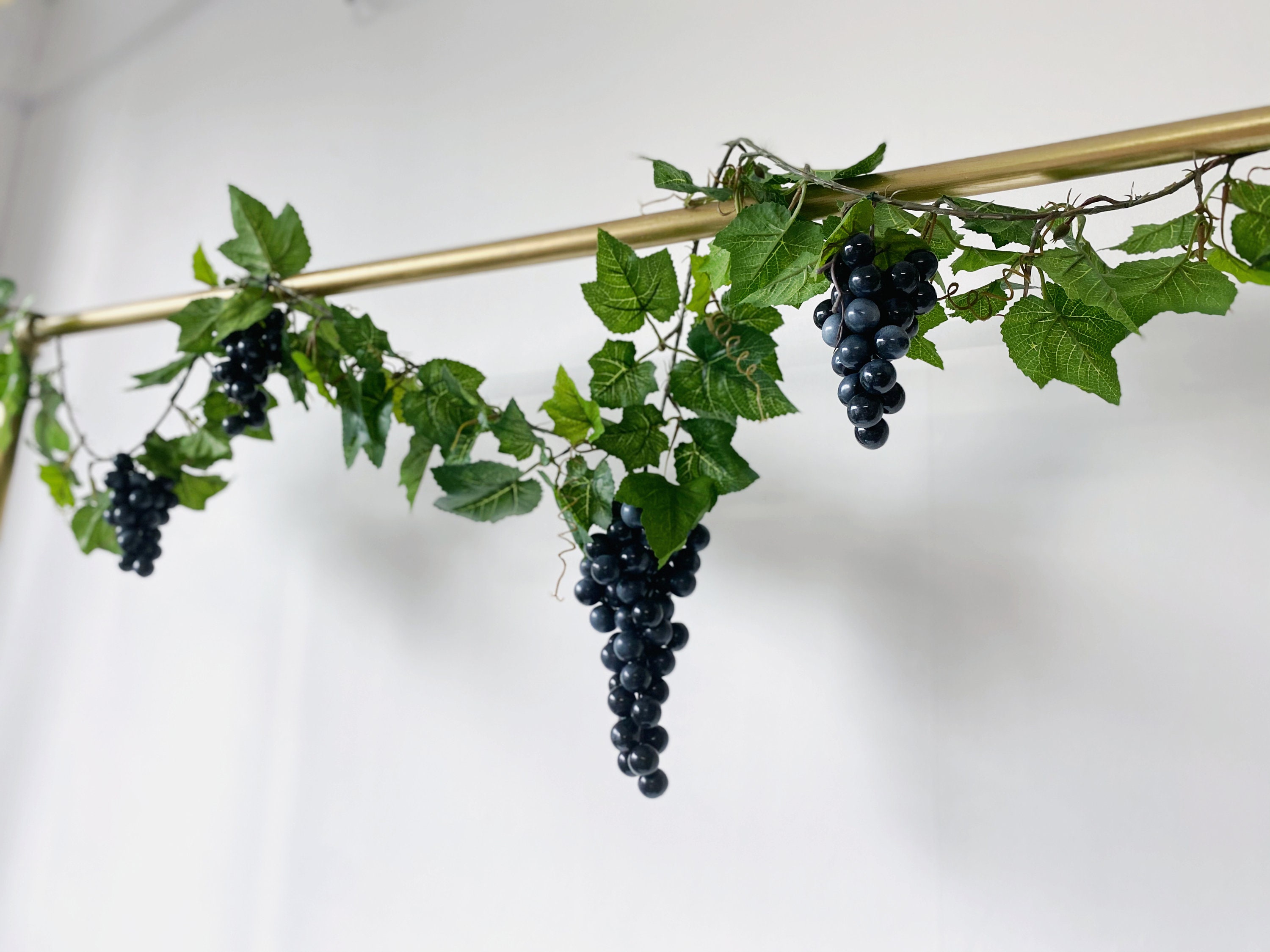 Grape Garland Decor, Faux Grape Decor, Black Grape Garland, Artificial ...