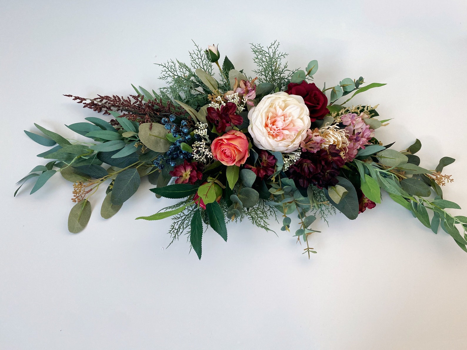 Boho Wedding Flower Swag, Boho Wedding Altar Flower Decoration, Rose ...
